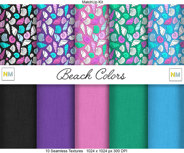 Second Life Marketplace - Beach Colors Matchup Kit 10 Seamless Textures NM