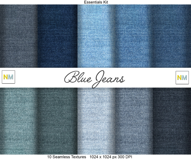 Second Life Marketplace - Blue Jeans Essentials Kit 10 Seamless Textures NM