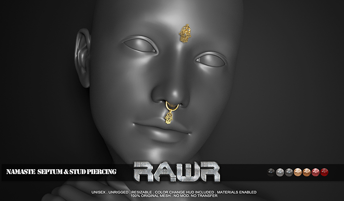 Second Life Marketplace - RAWR! Namaste Septum and Stud Piercing (wear me)