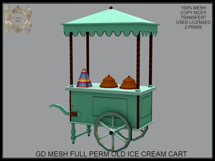 Second Life Marketplace - GD MESH FULL PERM OLD ICE CREAM CART