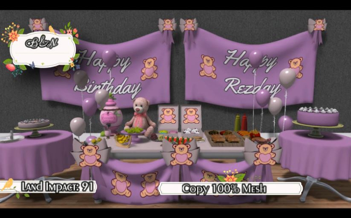 Second Life Marketplace - B&N Teddy Bear Children Birthday and Rezday Party Set