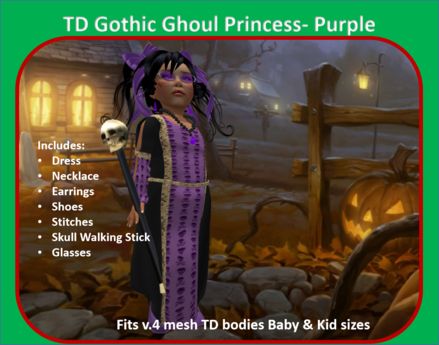 Second Life Marketplace - TD Gothic Princess - Purple Skulls