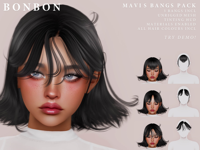 Second Life Marketplace - (DEMO) bonbon - mavis bangs pack