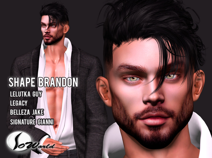 Second Life Marketplace - Soworld~ Shape Brandon - Lelutka Guy [Belleza - Signature - Legacy]