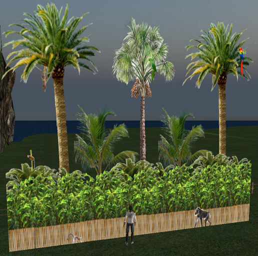 Second Life Marketplace - Tropical privacy fence Palms and Animals 1 ...