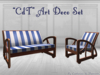 Second Life Marketplace - "CdT" Art Deco Bench & Fauteuil (stripes)