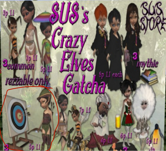 Second Life Marketplace - SUS`s Crazy Elves Gatcha Robin Elf ULTRARARE