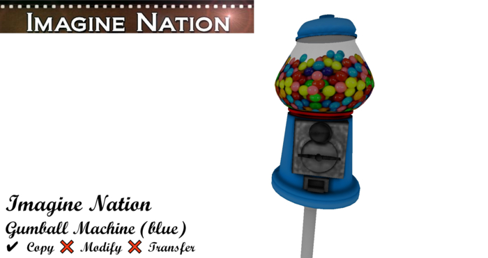 Second Life Marketplace - Gumball Machine (blue)-touch for bubble gum