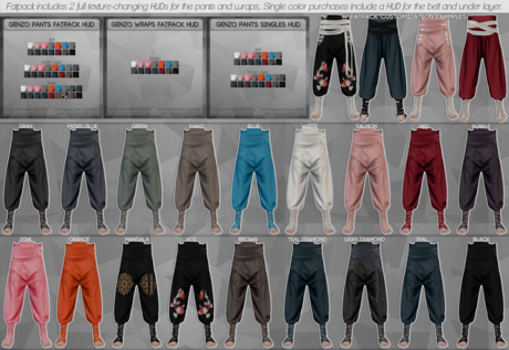 Second Life Marketplace - Caboodle - Genzo Pants & Wraps - DEMOS