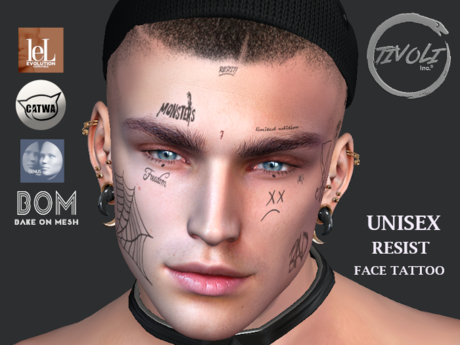 Second Life Marketplace - -Tivoli inc - Resist Face Tattoo Omega / BOM ...