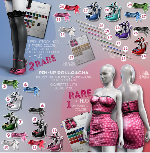 Second Life Marketplace - OSMIA - Pin-UpDoll.Gacha,Heels - Maitreya - Mint