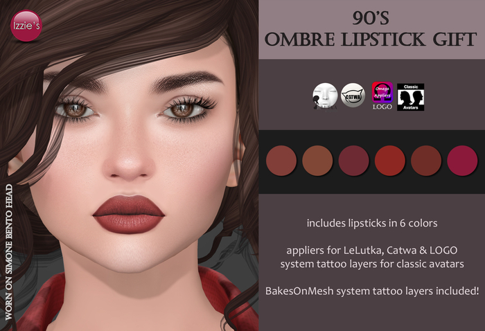 Second Life Marketplace - Izzie's - 90's Ombre Lipstick Gift