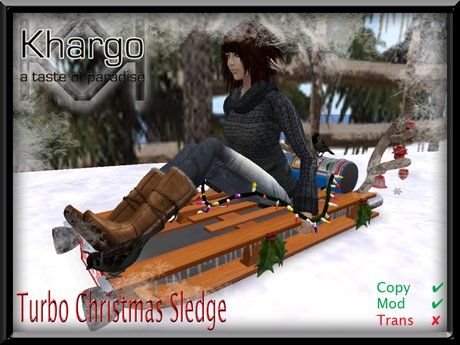 Second Life Marketplace - CHRISTMAS TURBO SLEDGE / SLEIGH WEARABLE