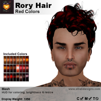 Second Life Marketplace - A&A Rory Hair Red Colors V2, boxed