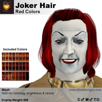 Second Life Marketplace - A&A Joker Hair Red Colors, boxed
