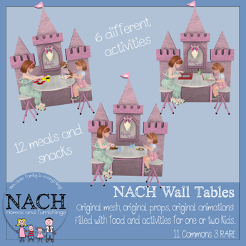 Second Life Marketplace - NACH Wall Table Blue/Beech