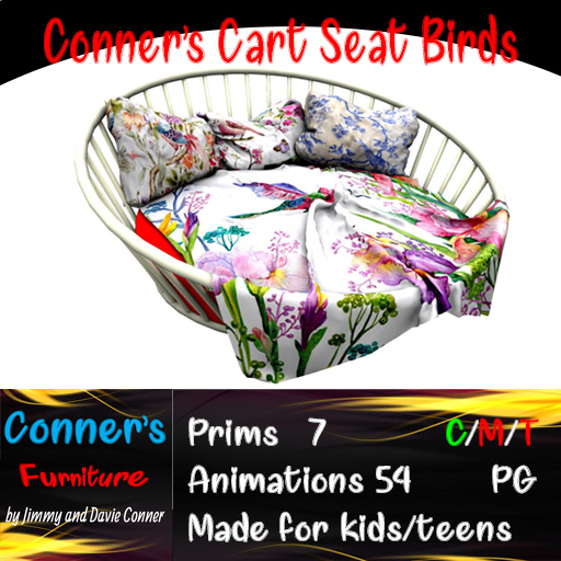 Second Life Marketplace - Conner's Cart seat Birds for one , two or ...