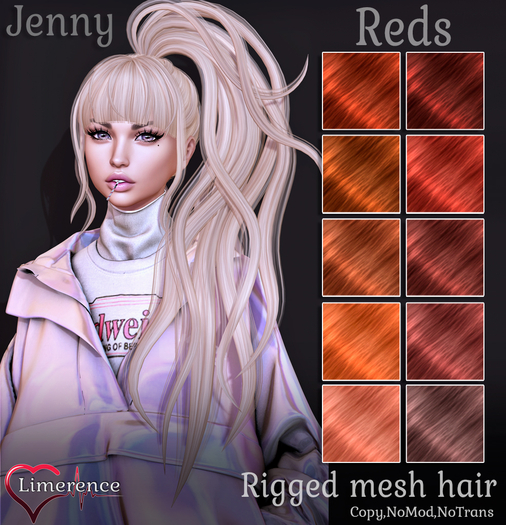 Second Life Marketplace - {Limerence} Jenny hair-Red set
