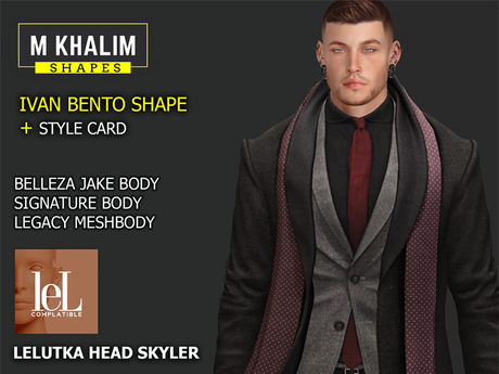Second Life Marketplace - IVAN BENTO MALE SHAPE FOR LELUTKA HEAD SKYLER ...
