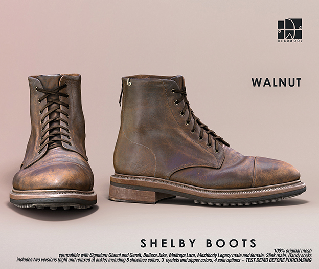 Second Life Marketplace - [Deadwool] Shelby boots - walnut