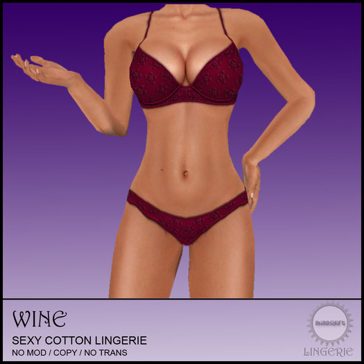 Second Life Marketplace Mindshift Embroidered Cotton Lingerie Wine