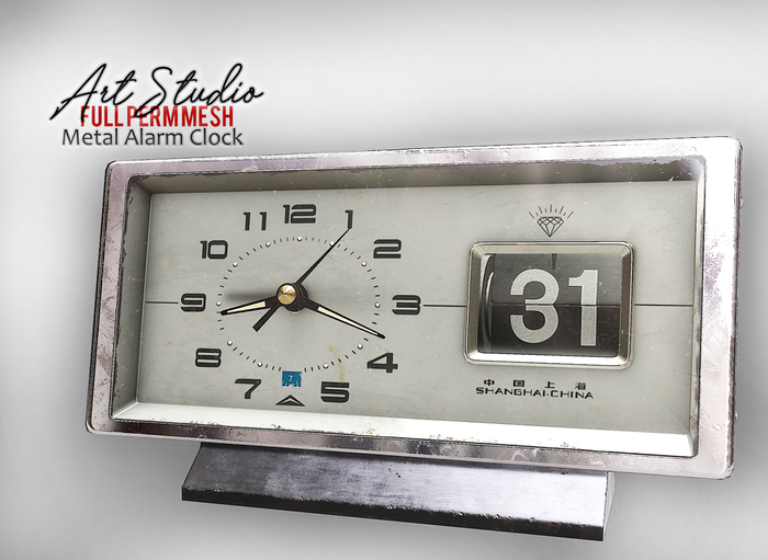 Second Life Marketplace - Art Studio.FULL PERM \\ Metal Alarm Clock