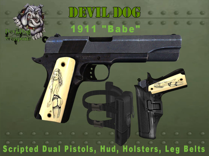 Second Life Marketplace - Devil Dog Weapons 1911 "Babe" Dual Pistols (Box)