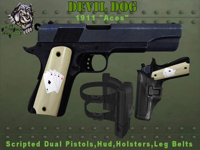 Second Life Marketplace - Devil Dog Weapons 1911 "Aces" Dual Pistols (Box)