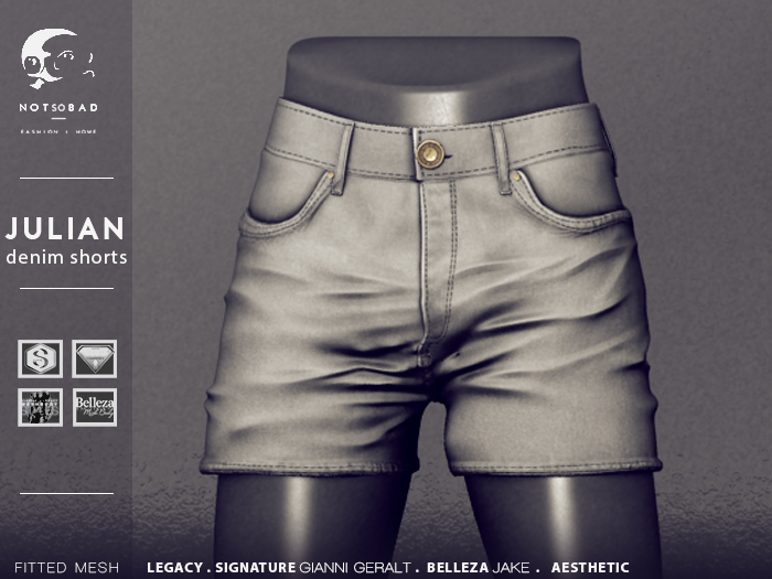 Second Life Marketplace - not so bad . mesh . JULIAN denim shorts . grey