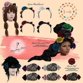 Second Life Marketplace - Lark - Rose Funeral Veil - Red (nose) - RARE