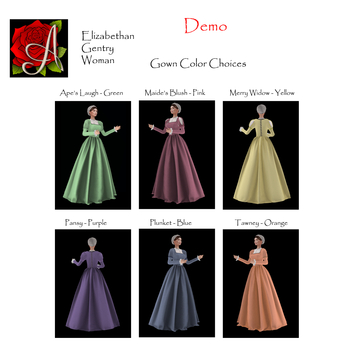 Second Life Marketplace - DEMO Avondale Elizabethan Gentry Gown