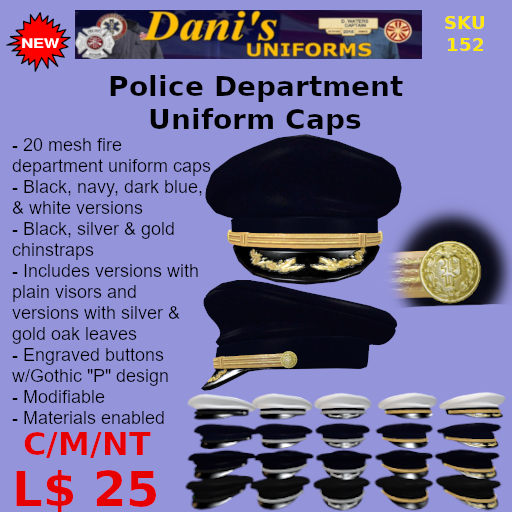 Second Life Marketplace - Police Department Uniform Caps