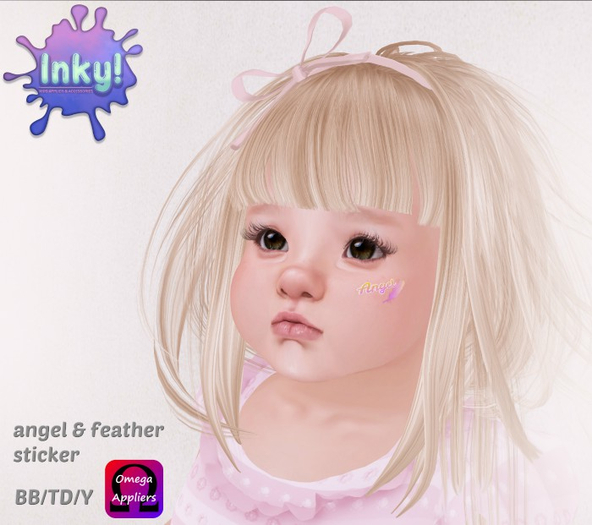 Second Life Marketplace - Inky! angel & feathers omega face applier