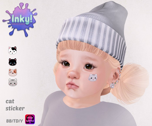 Second Life Marketplace - Inky! cat sticker omega face applier