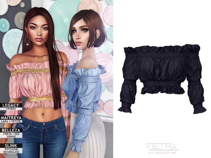 Second Life Marketplace - TETRA - Off-shoulder Top (Midnight)