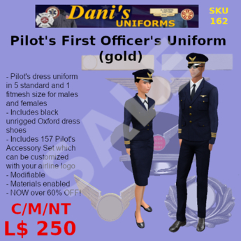 Second Life Marketplace - Pilot's First Officer's Uniform (gold)