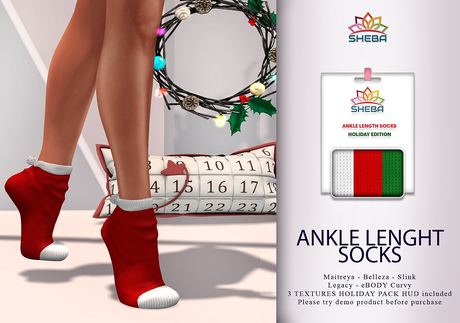 Second Life Marketplace - [Sheba] Ankle lenght socks *Holiday Edition ...