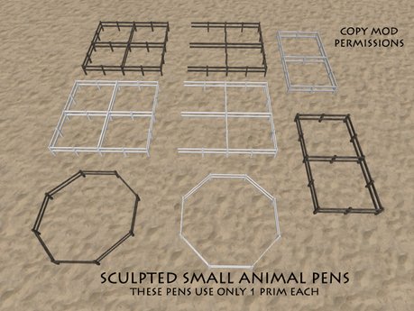 Second Life Marketplace - Set of Sculpted Animal Pens for Dogs Cats ...