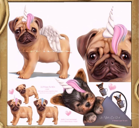 Second Life Marketplace - **[BB] Derpy Uni Pug Horn Hair Purple 2 in 1