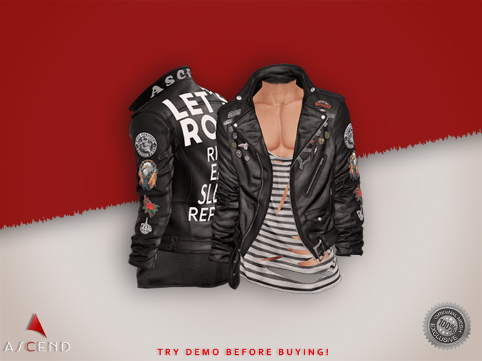 Second Life Marketplace - //Ascend// Striker Leather Jacket - Black