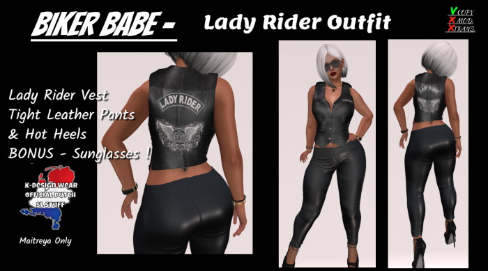 Second Life Marketplace - BIKER BABE - Lady Rider Outfit -Bag