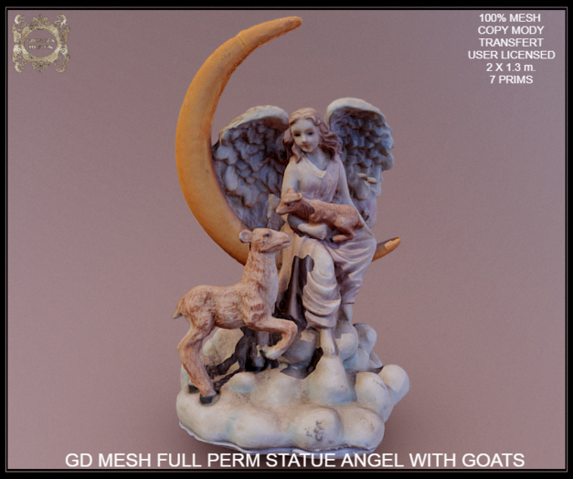 Second Life Marketplace - GD MESH FULL PERM STATUE ANGEL WITH GOATS