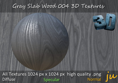 Second Life Marketplace - JU Gray Slab Wood 004 3D Textures Full Perm