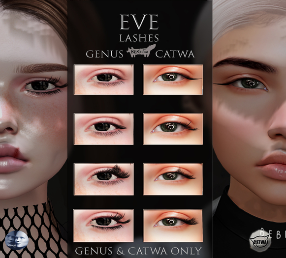 Second Life Marketplace - Black Fox - EVE Lashes ( Genus and Catwa)