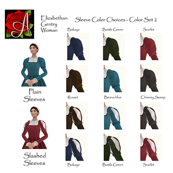 Second Life Marketplace - Avondale Elizabethan Gentry Gown Color Set 2