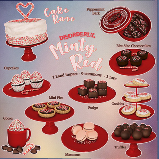 Second Life Marketplace - DISORDERLY. / Minty Red / Mini Pies