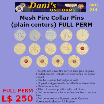 Second Life Marketplace - Mesh Fire Collar Pins (plain) FULL PERM