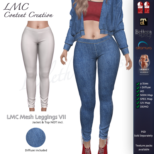 Second Life Marketplace - DEMO LMC Mesh - Leggings VII - Textures Included