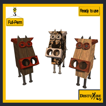 Second Life Marketplace - ::DisturbeD: Wooden Cows - FULL PERM MESH