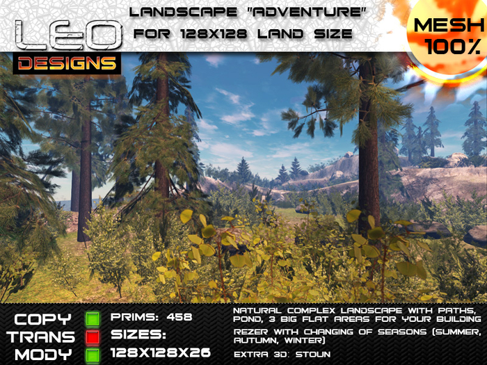 Second Life Marketplace - 1/4 Sim landscape "Adventure" (Island for ...